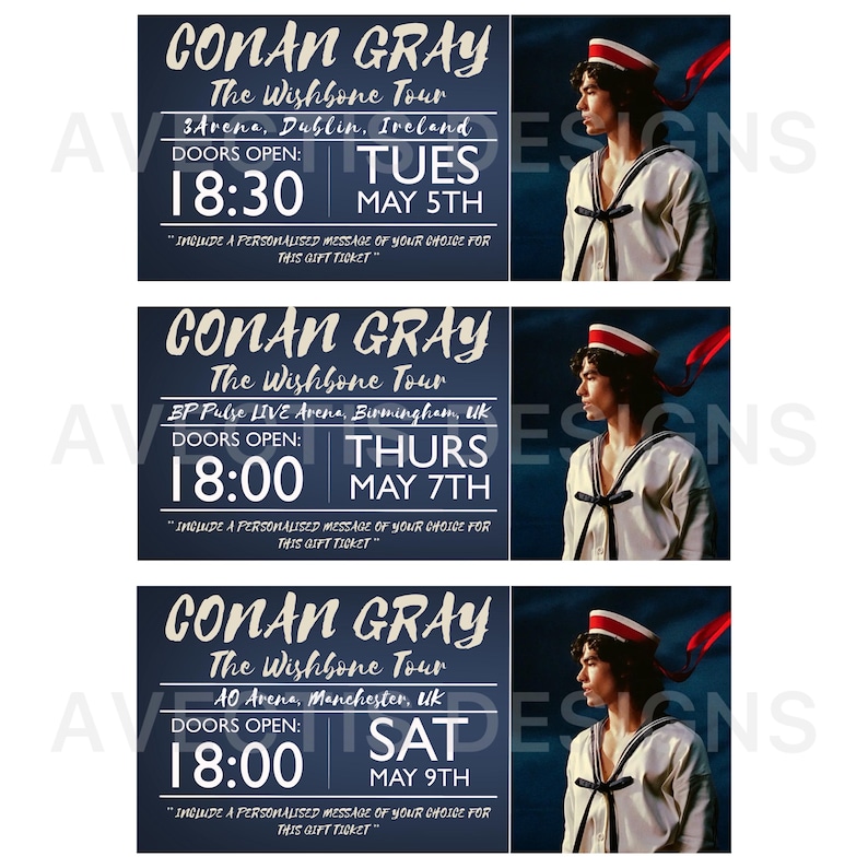 Personalised Concert Ticket | Conan Gray the Wishbone Tour 2026 ...