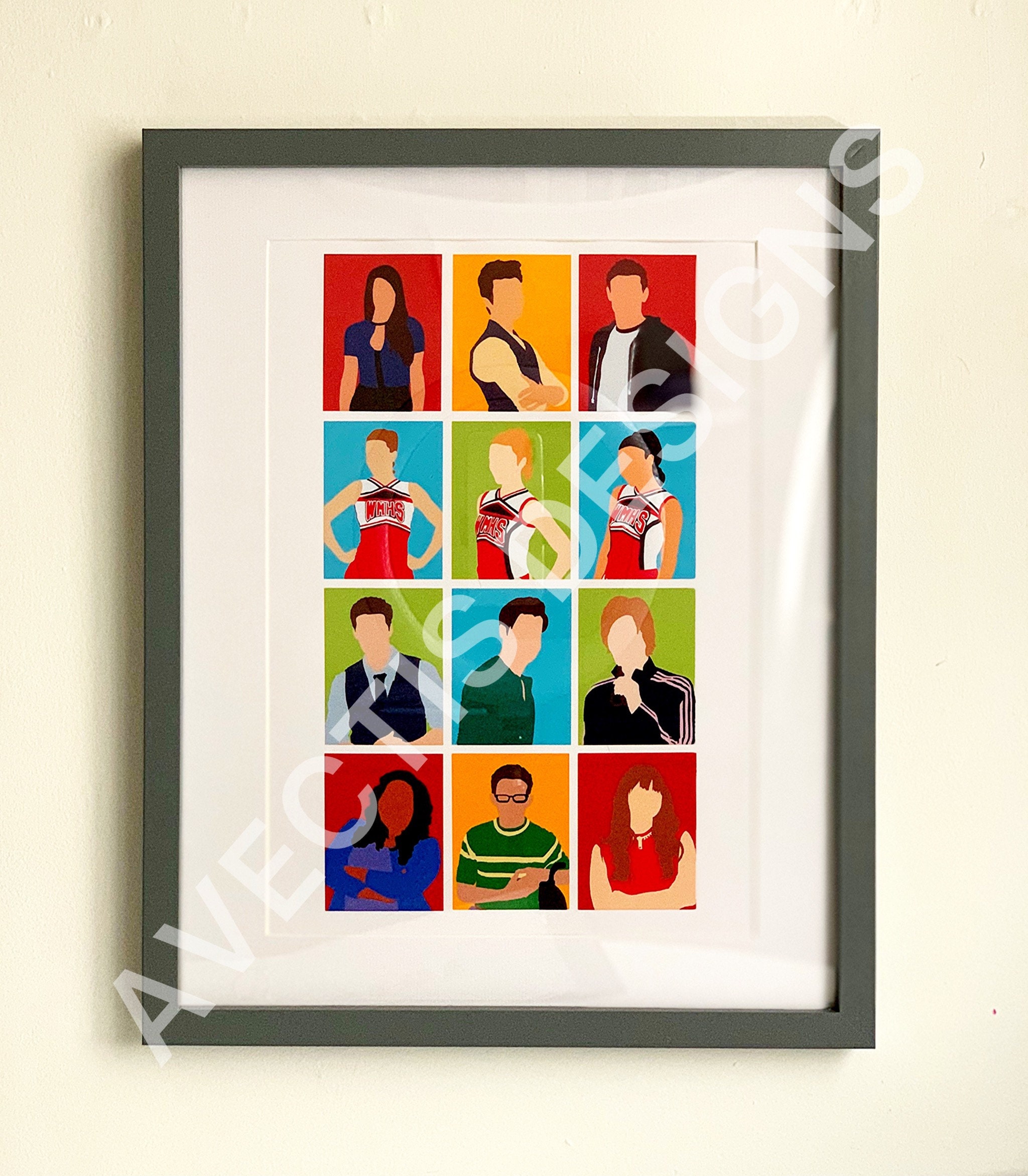 Glee Original Cast Characters Faceless Illustration | Fan Merch | A4 ...