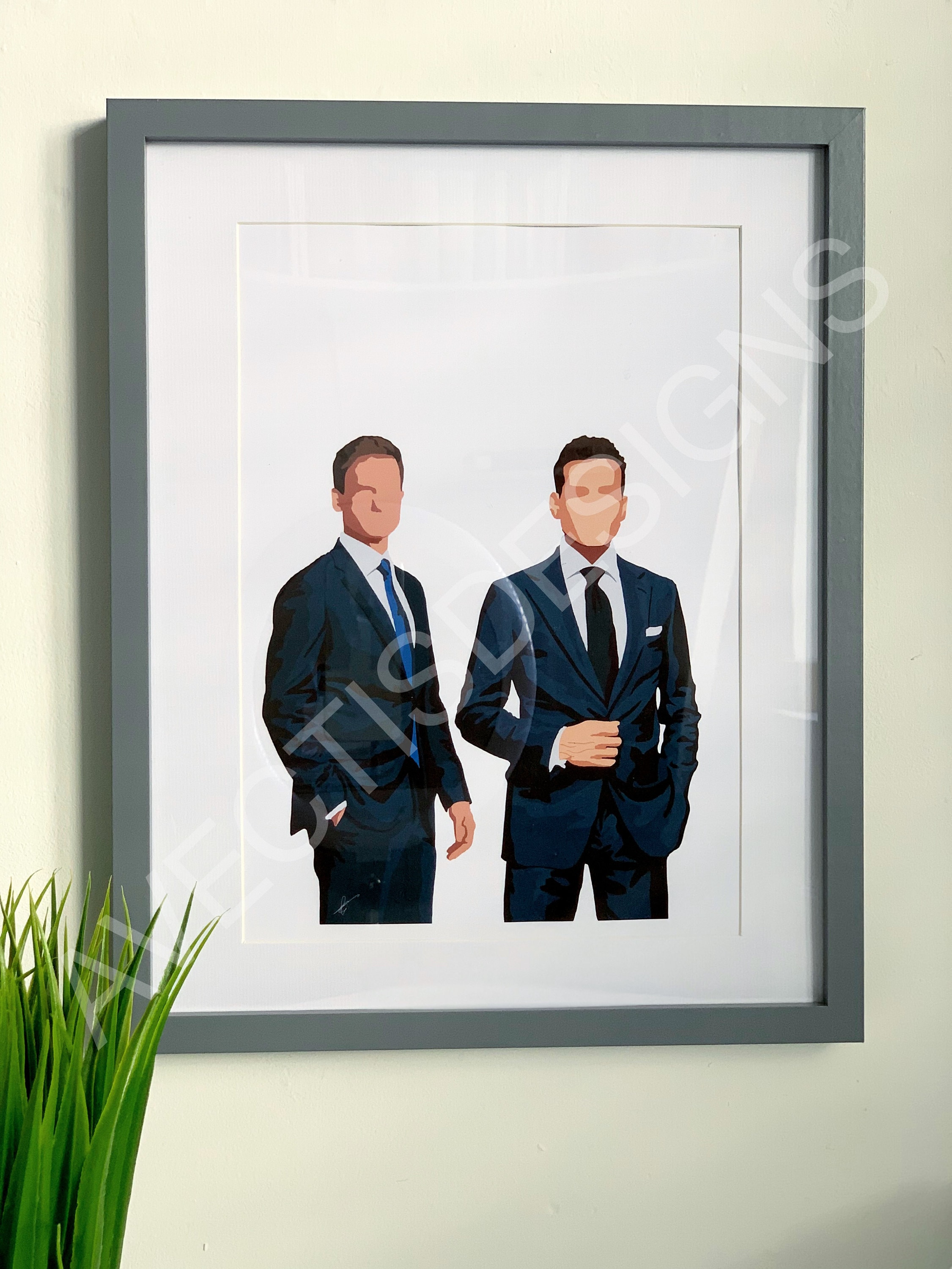 Harvey & Mike | Suits | Faceless Illustration | Fan Merch | A4 - Etsy