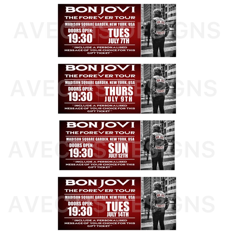 Personalised Concert Ticket | Bon Jovi the Forever Tour 2026 ...