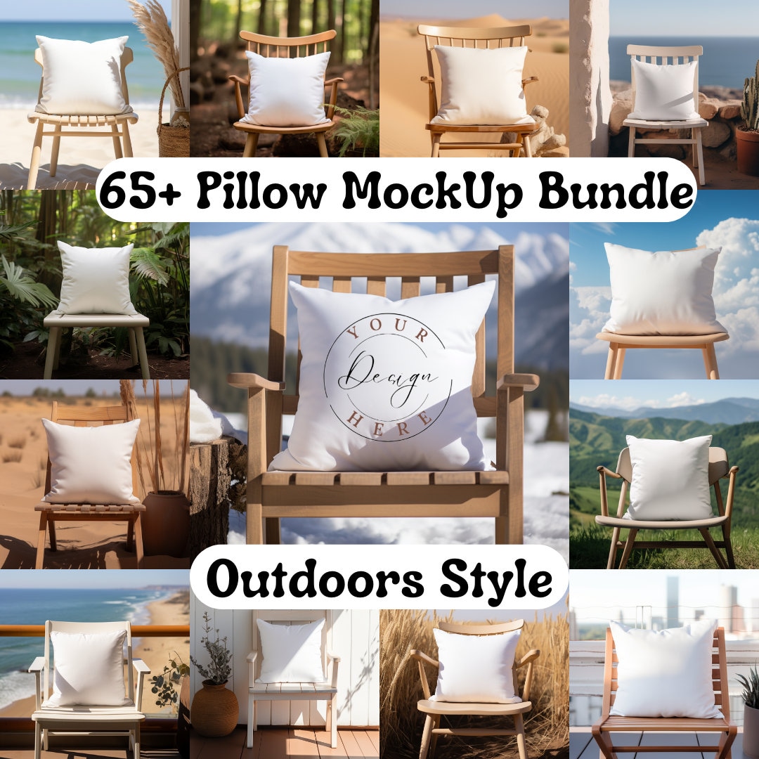 65+ Outdoors Pillow Mockup Bundle, Nature Pillow Mock Up, 12x12 Pillow ...