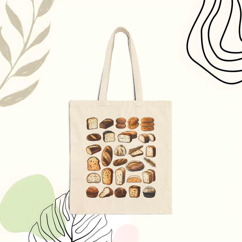 Cute Bread Tote Bag, Sourdough Bread Tote Bag, 100% Cotton, Sustainable ...