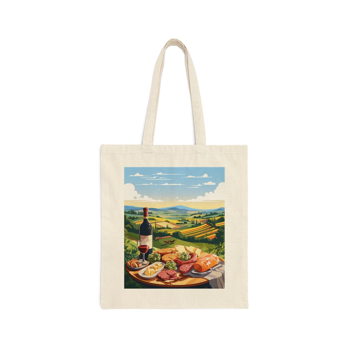 French Country & Charcuterie Themed Tote Bag, 100% Cotton, Sustainable ...