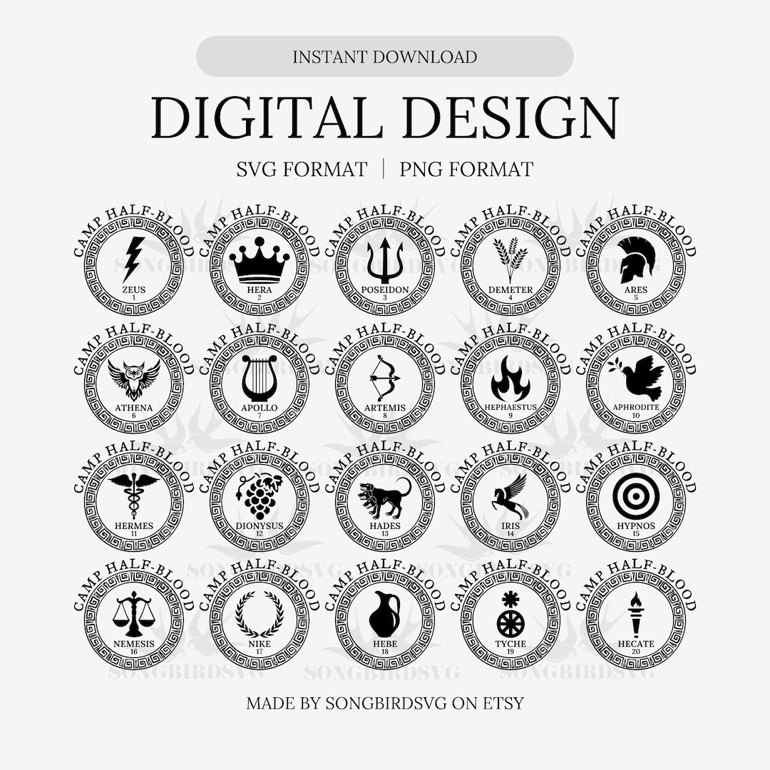 BUNDLE | 20 Cabins | Camp Half-blood | Percy Jackson | Sticker | PNG ...