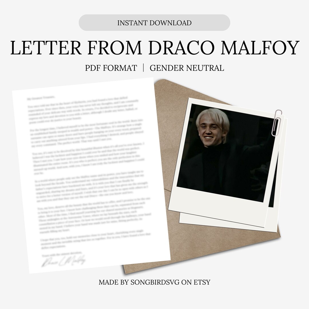Love Letter From Draco Malfoy Digital Letter - Etsy Australia