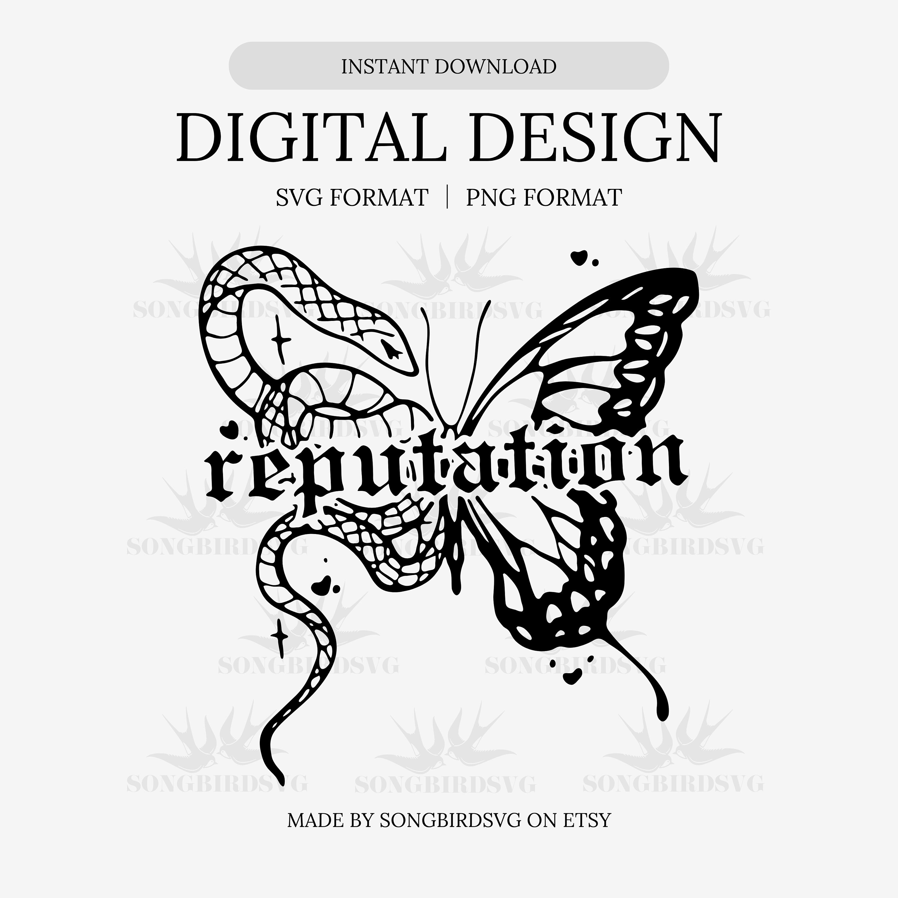 Reputation Snake Butterfly Sticker PNG SVG Instant Download Digital ...