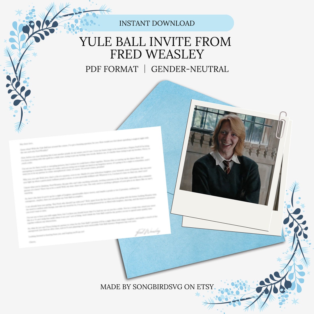 Yule Ball Invitation Letter From Fred Weasley Digital Parody Letter Not ...