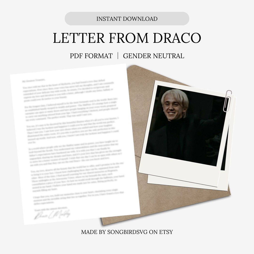 Love Letter From Draco Malfoy Digital Letter Not Personalized Gender ...