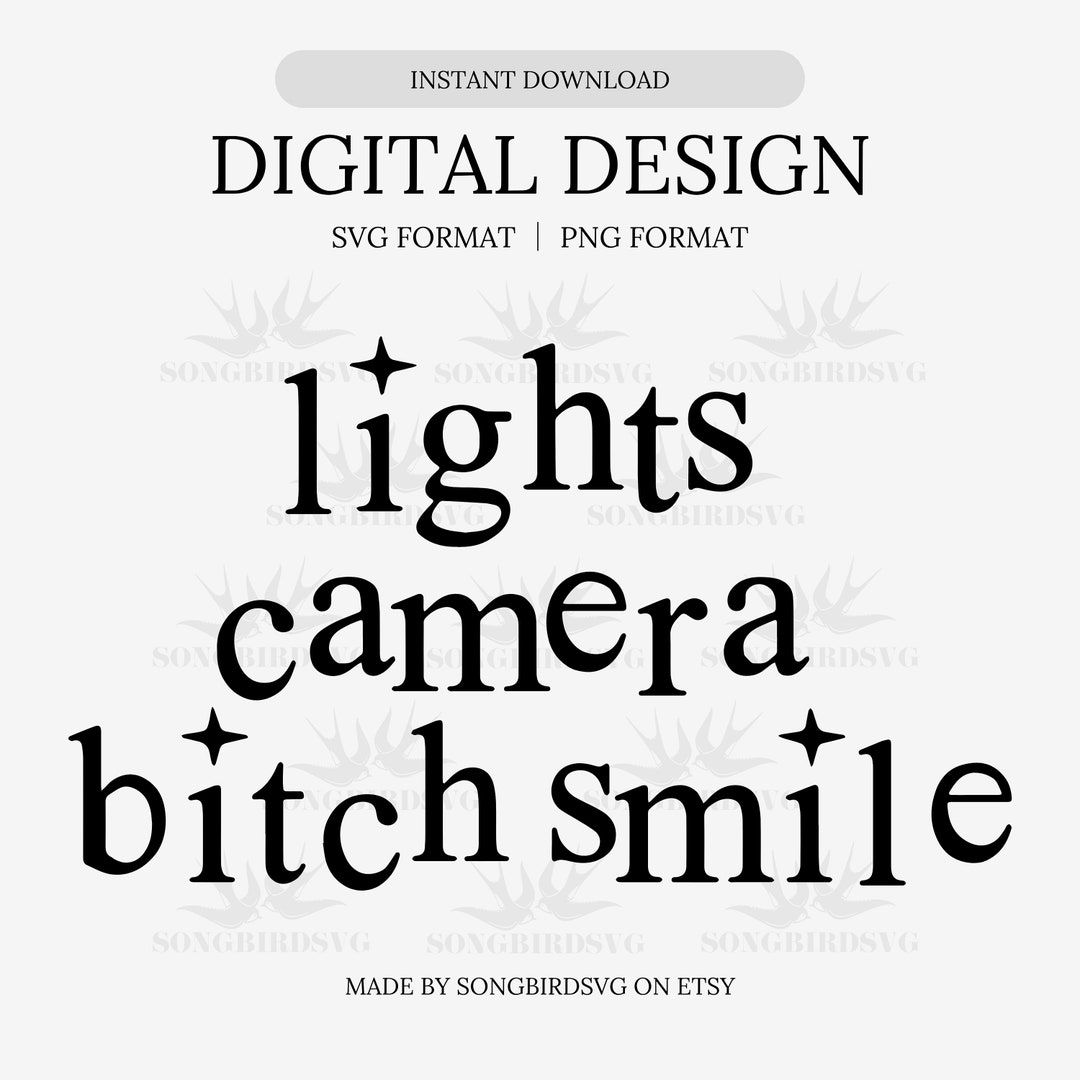 Lights Camera Smile Sticker ICDIWABH PNG SVG Instant Download Digital ...