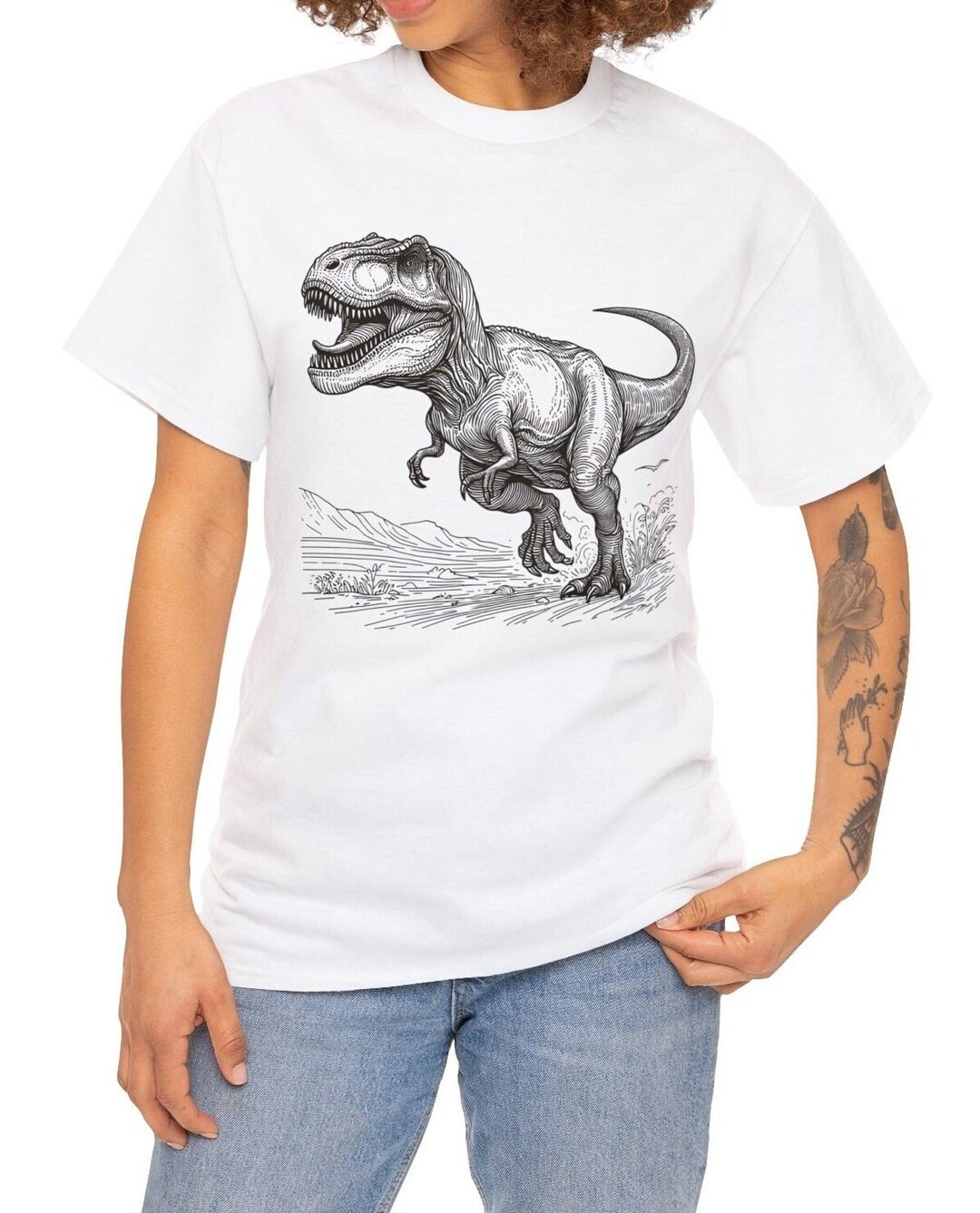 T Rex Dinosaur Design Unisex Heavy Cotton Tee - Etsy