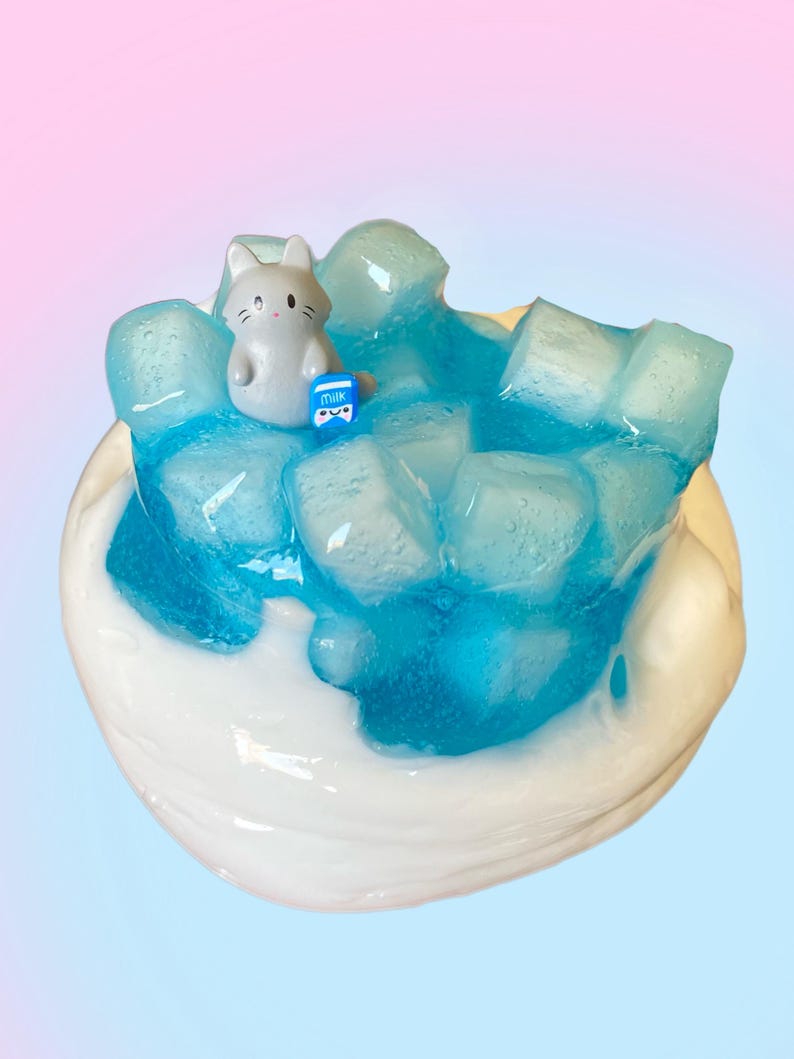 Meow Milk Slime: Thick & Glossy Jelly Cube Slime With Cat Charm - Etsy