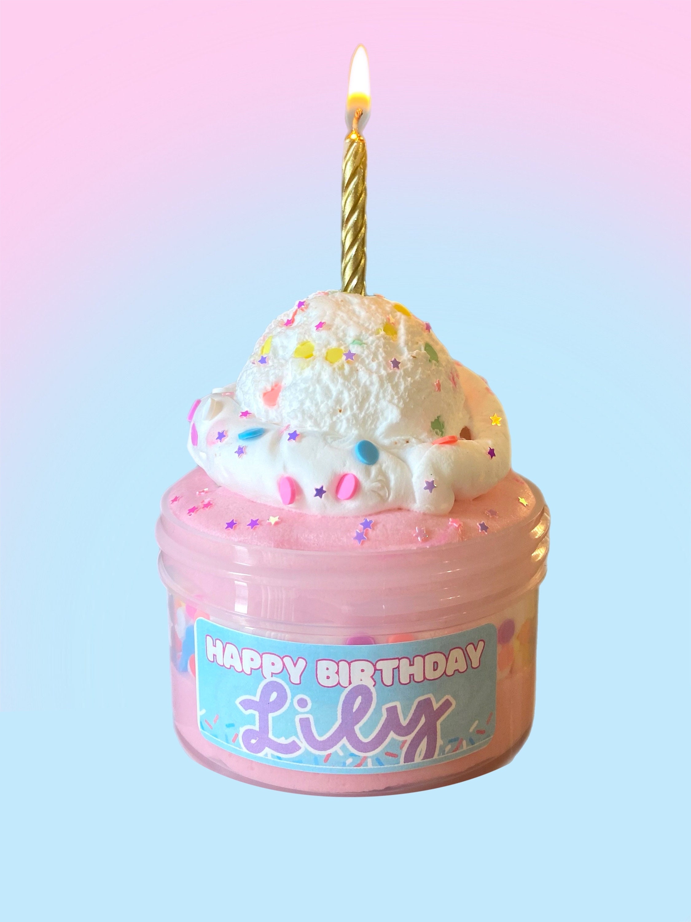 Personalized Birthday Cake Slime: Cotton Candy Scented Cloud Dough ...