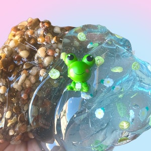 Froggy Pond Gravel Slime: Cucumber Mint Scented, Frog Charm - Etsy