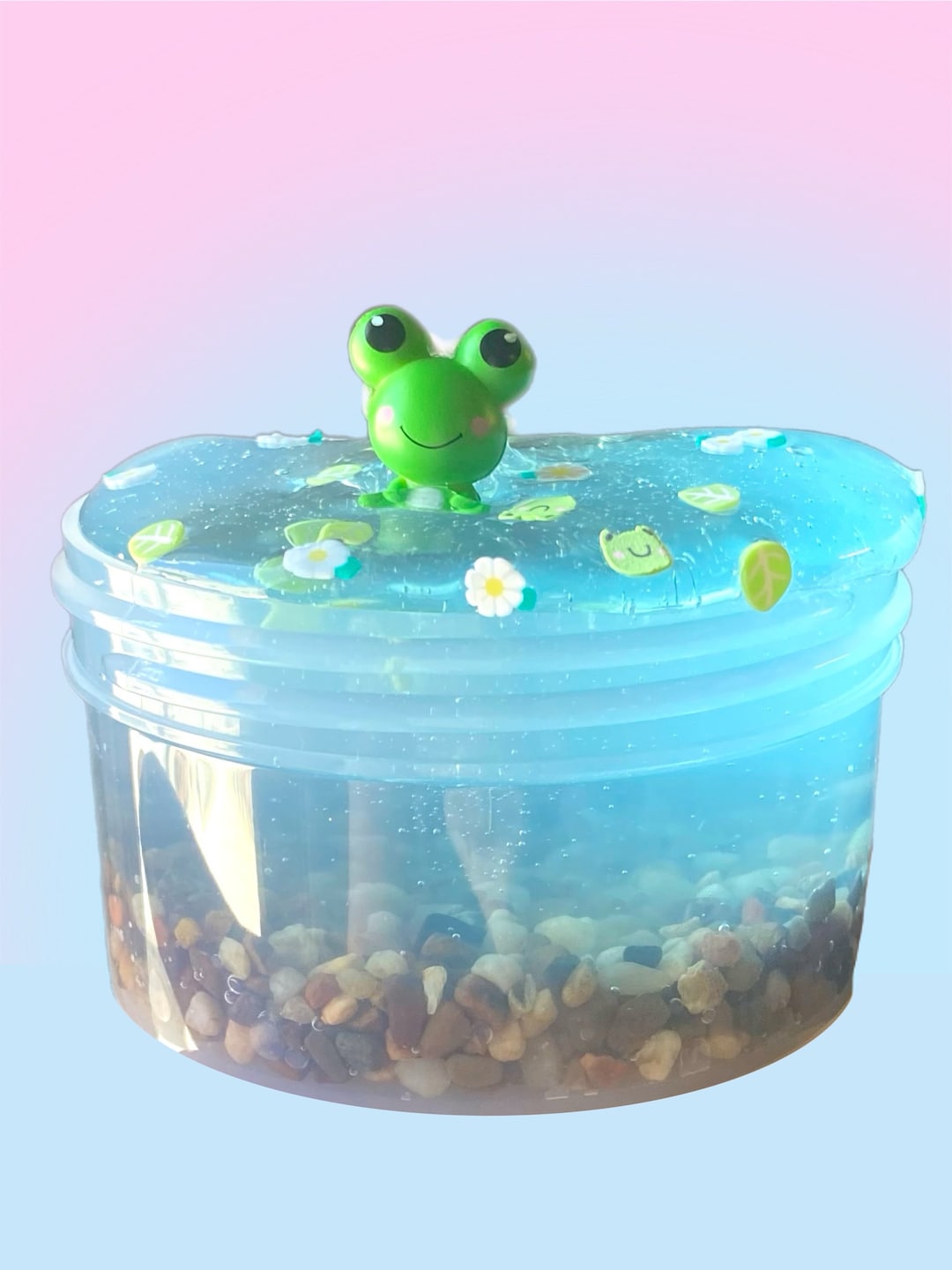 Froggy Pond Gravel Slime, Clear Slime, Crunchy Slime, Sand Slime, Kids ...