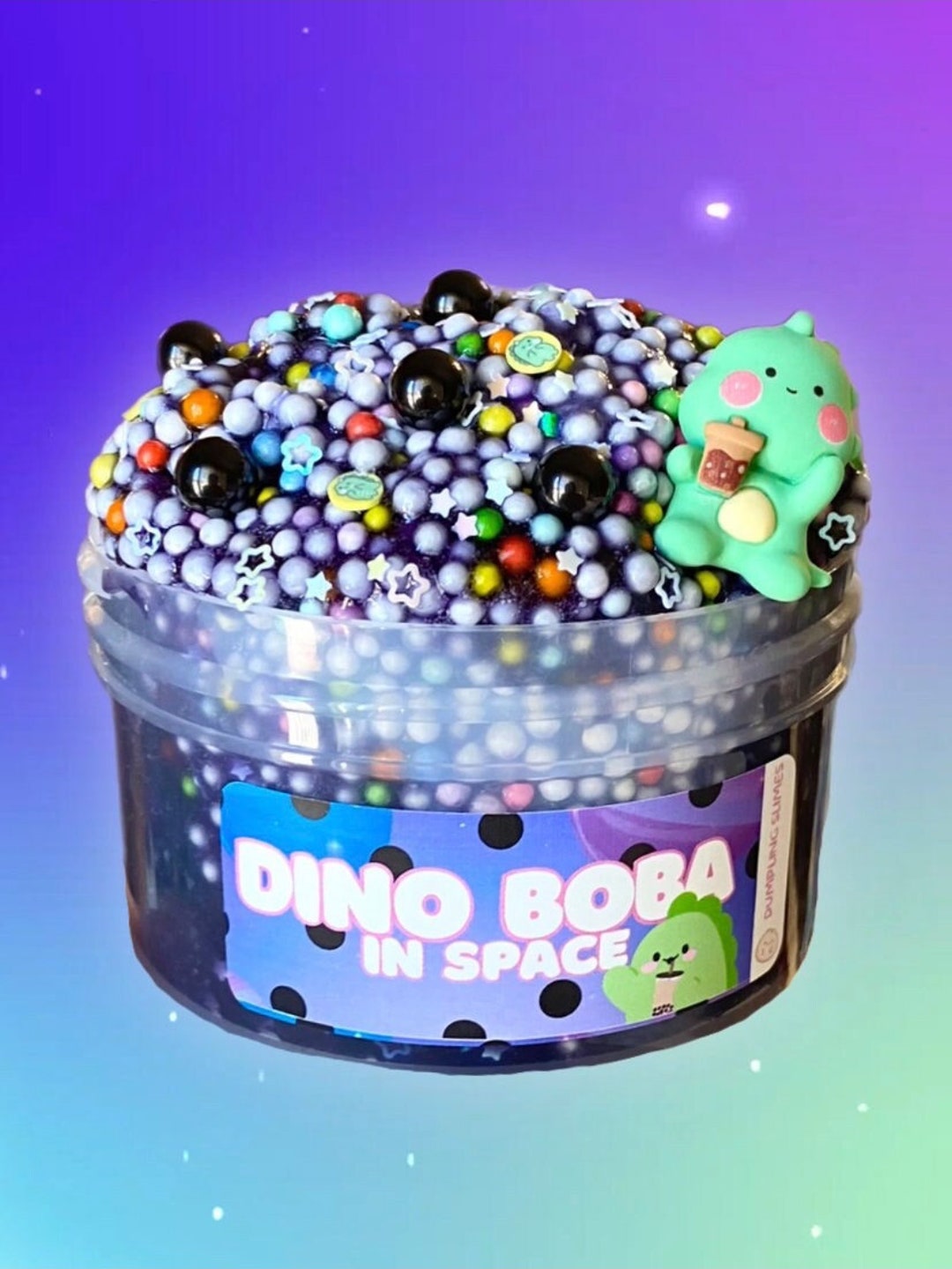 Dino Boba Space Slime: Clear Floam Slime, Stress Relief Toy - Etsy