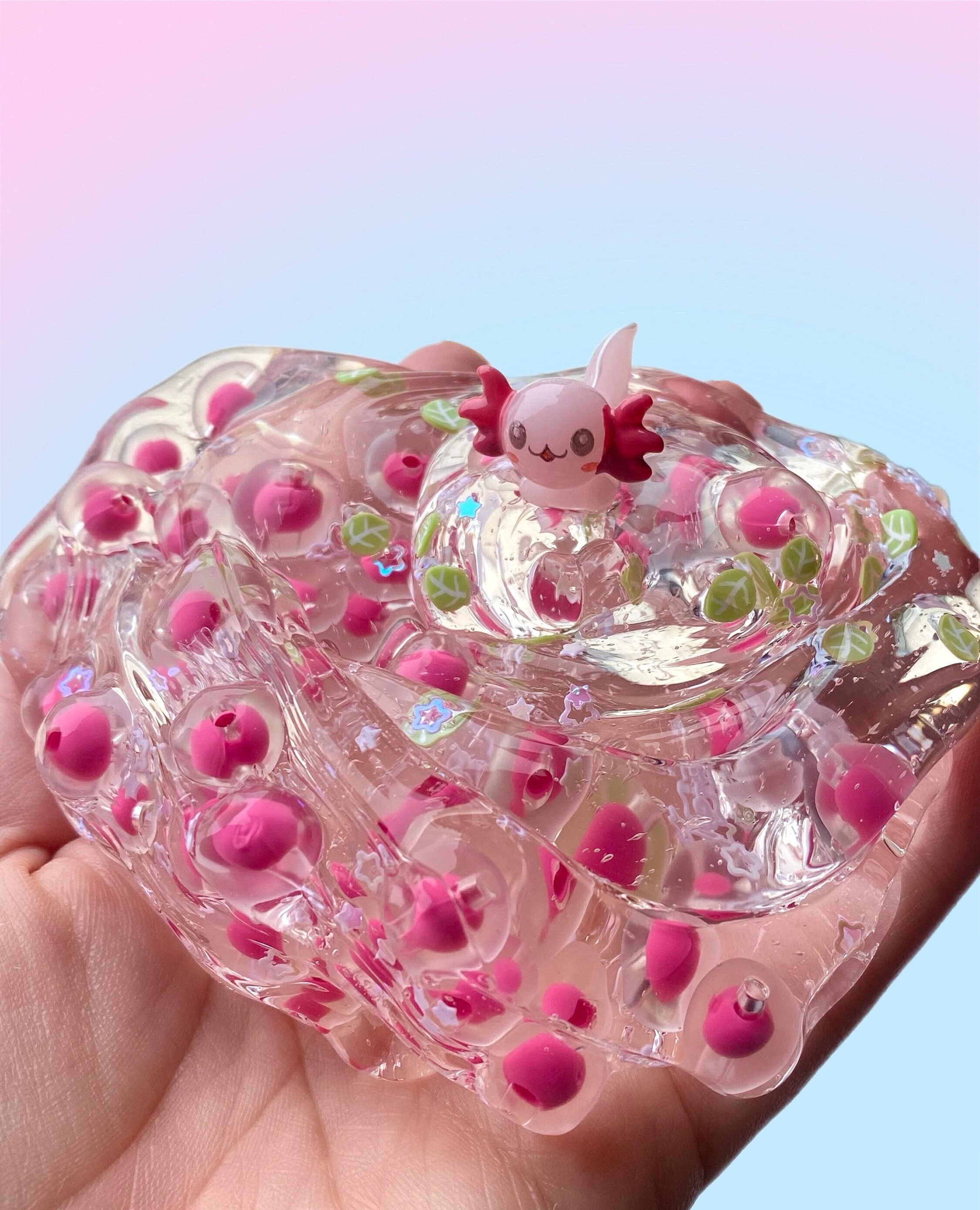 Axolotl Slime: Frog Spawn Beads, Axolotl Charm, Fidgettoy - Etsy