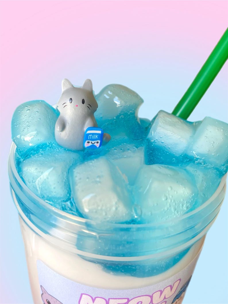 Meow Milk Slime: Thick & Glossy Jelly Cube Slime With Cat Charm - Etsy