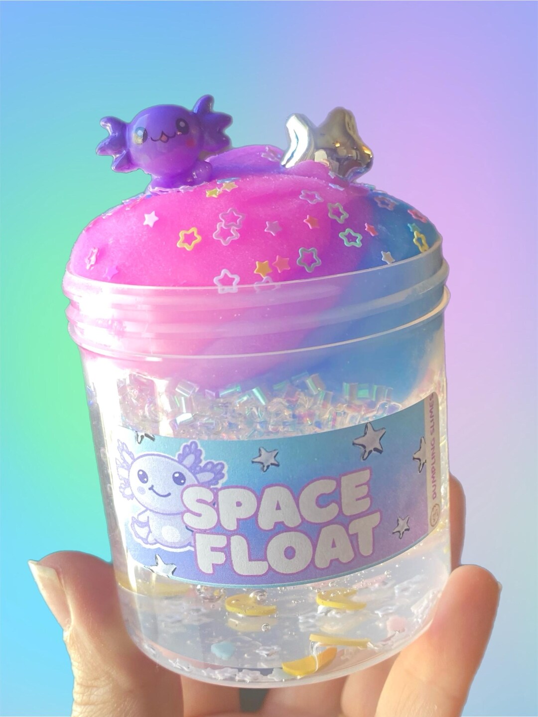 Axolotl Space Float Slime: Icee Clear Slime With Star Sprinkles - Etsy