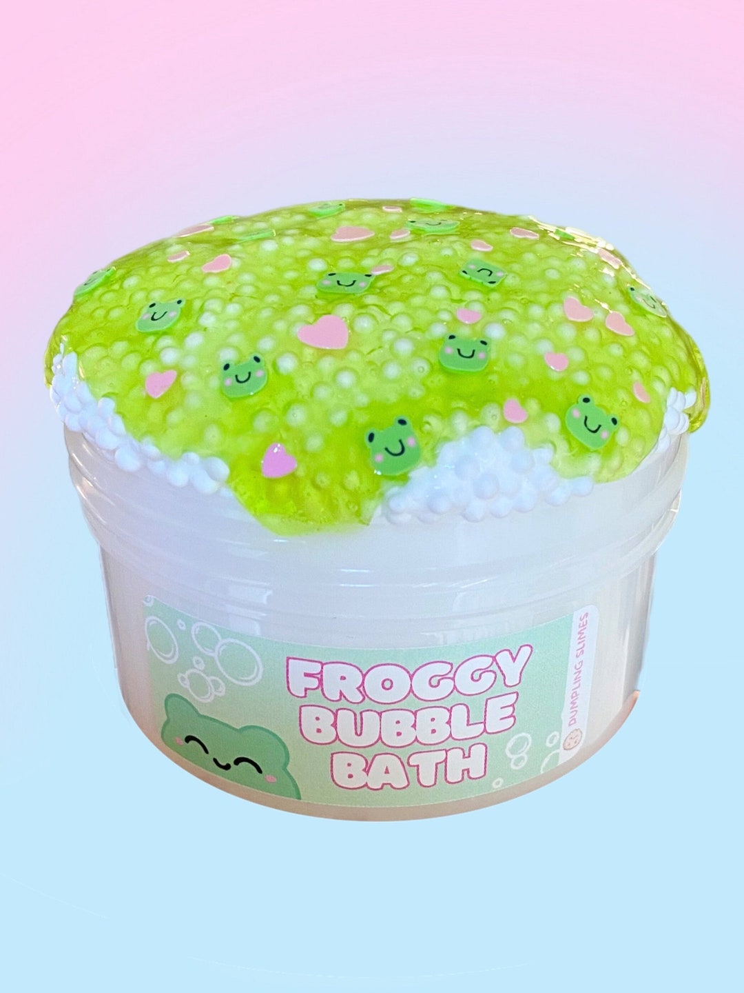 Froggy Bubble Bath Slime: Thick Glossy Green Apple Scented Slime - Etsy ...