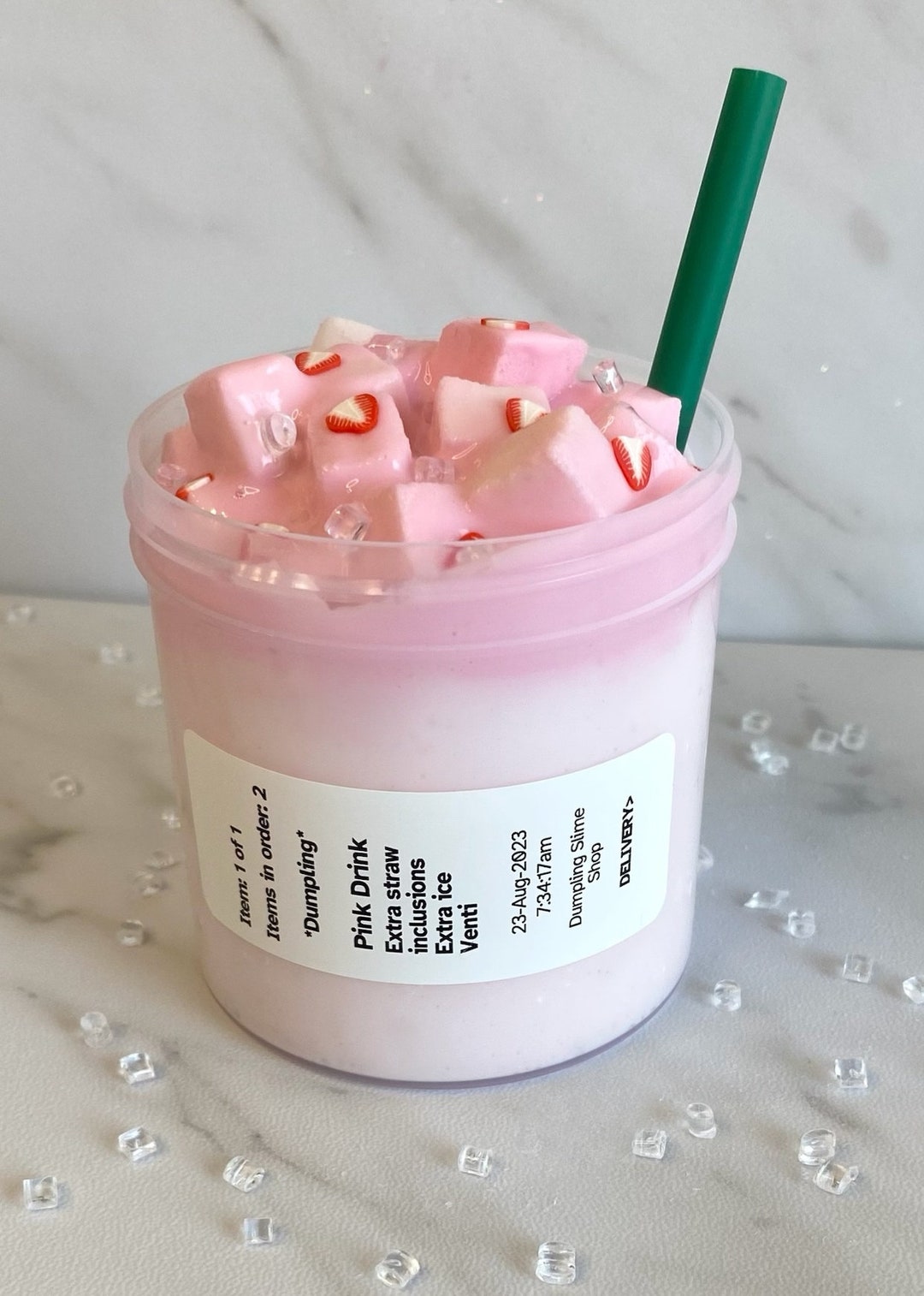 Pink Drink Slime Thick and Glossy Slime Jelly Cube Slime - Etsy