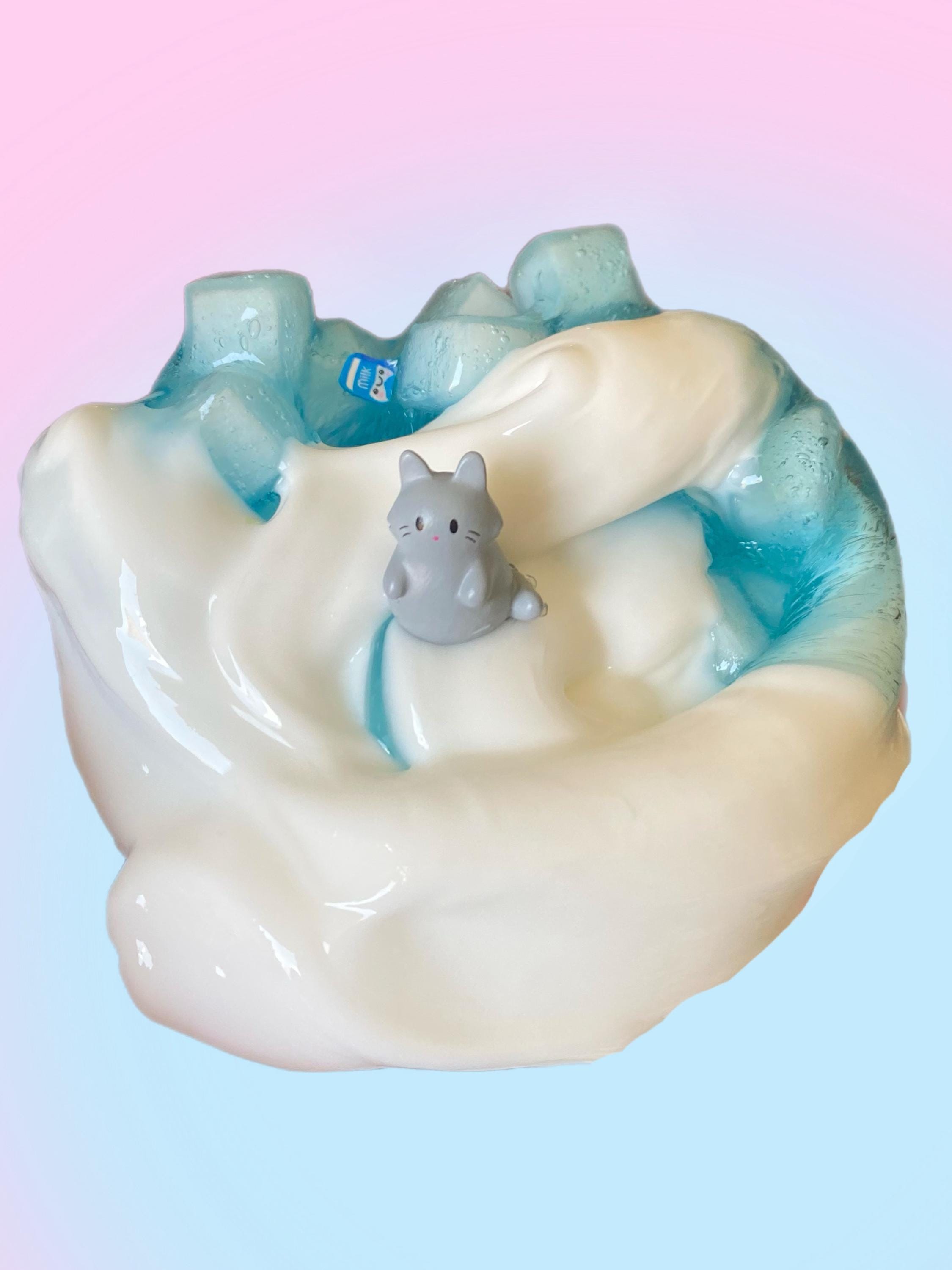 Meow Milk Slime: Thick & Glossy Jelly Cube Slime With Cat Charm - Etsy