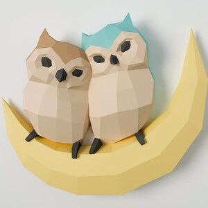 Owl Couple for Papercrafts, Family, Kids Activities, 3D Pepakura ...