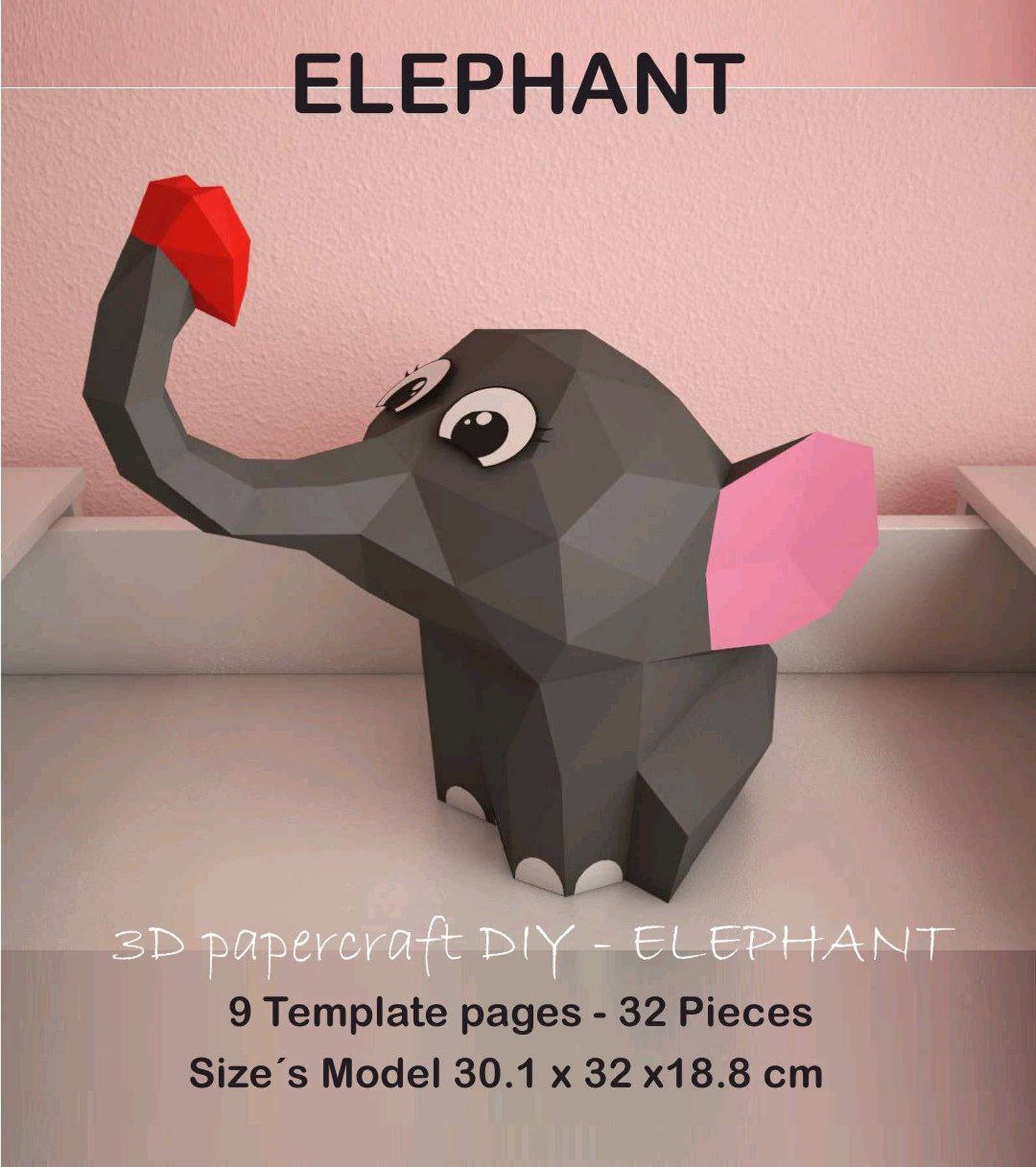 Elephant for Papercrafts, Family, Kids Activities, 3D Pepakura Designs ...