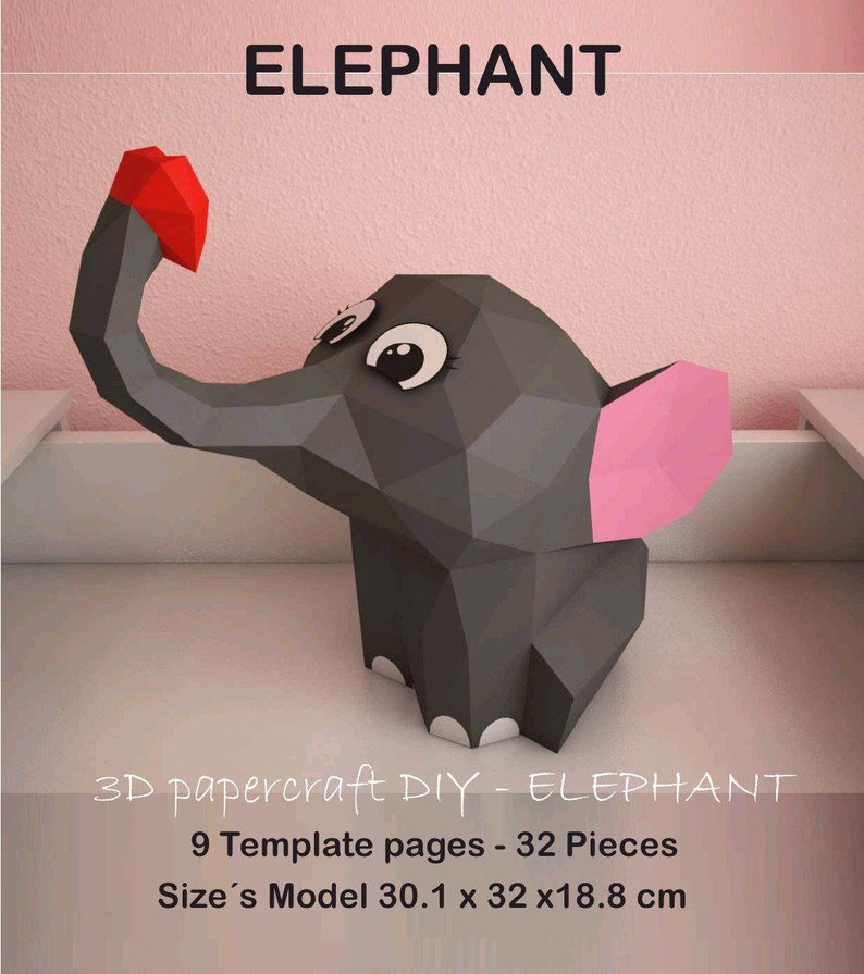Elephant for Papercrafts, Family, Kids Activities, 3D Pepakura Designs ...