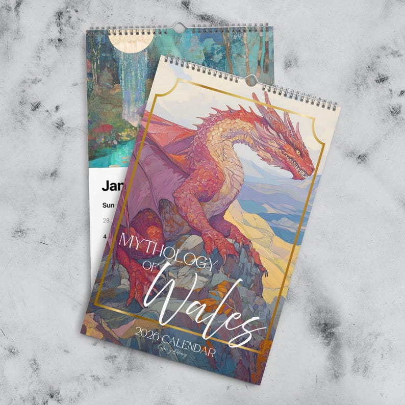 Welsh Mythology 2026 Calendar, Wales, Cmyru, Y Ddraig Goch, Welsh ...