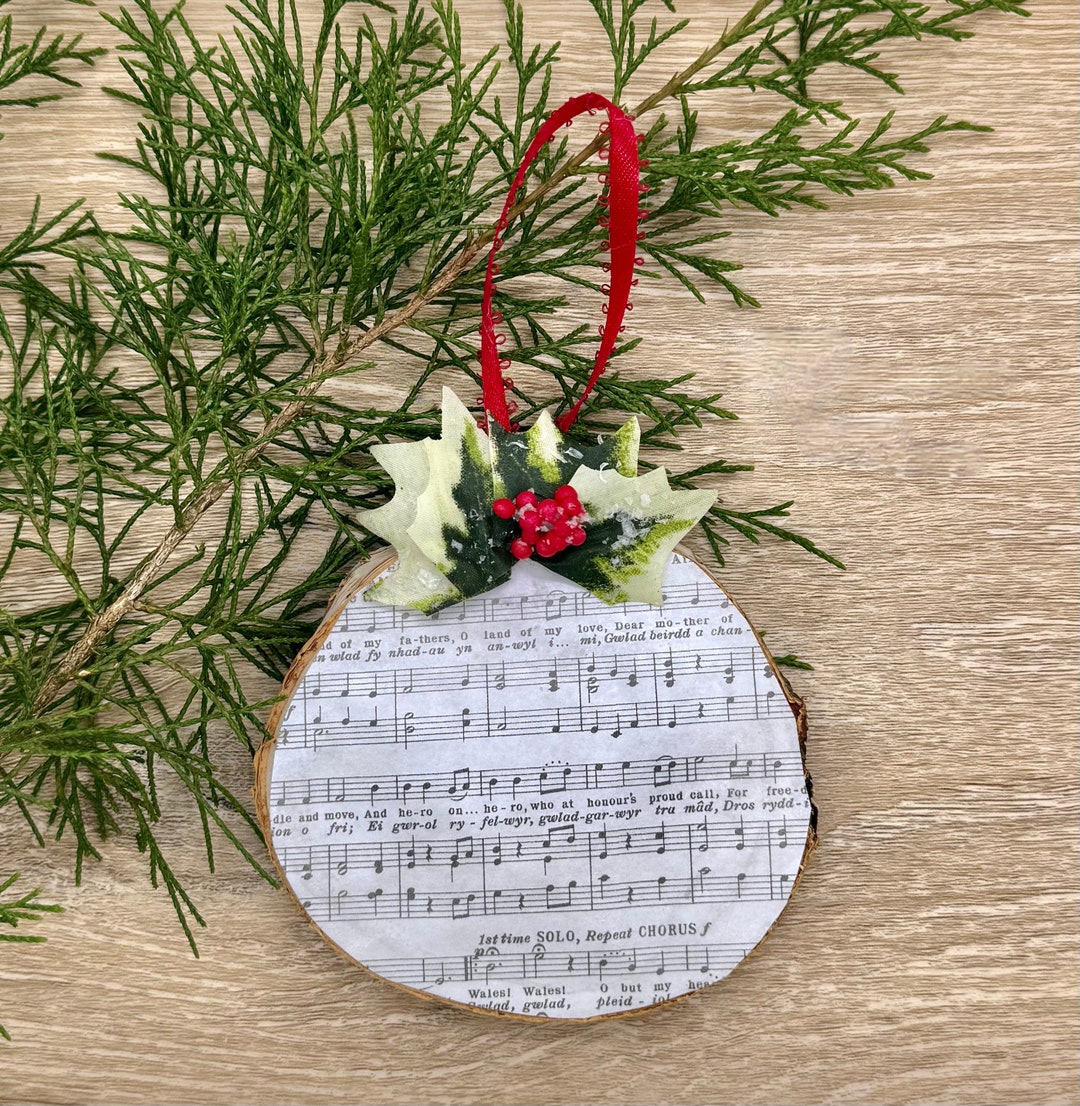 Handmade Welsh Sheet Music Christmas Ornament, Nadolig Llawen - Etsy