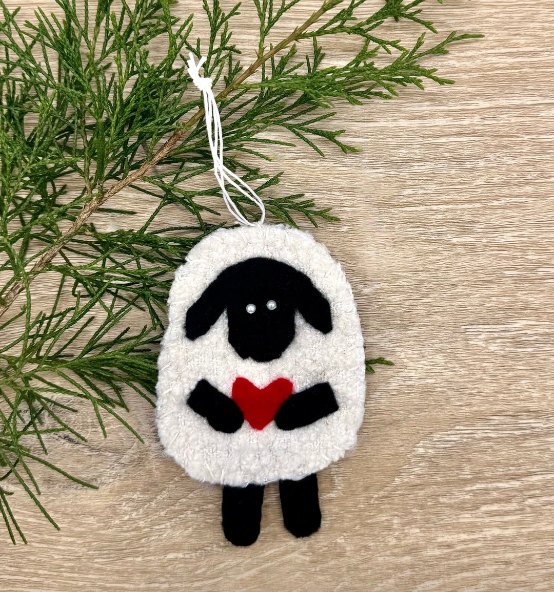 Handmade Welsh Sheep Christmas Ornament, Nadolig Llawen, Fabric ...
