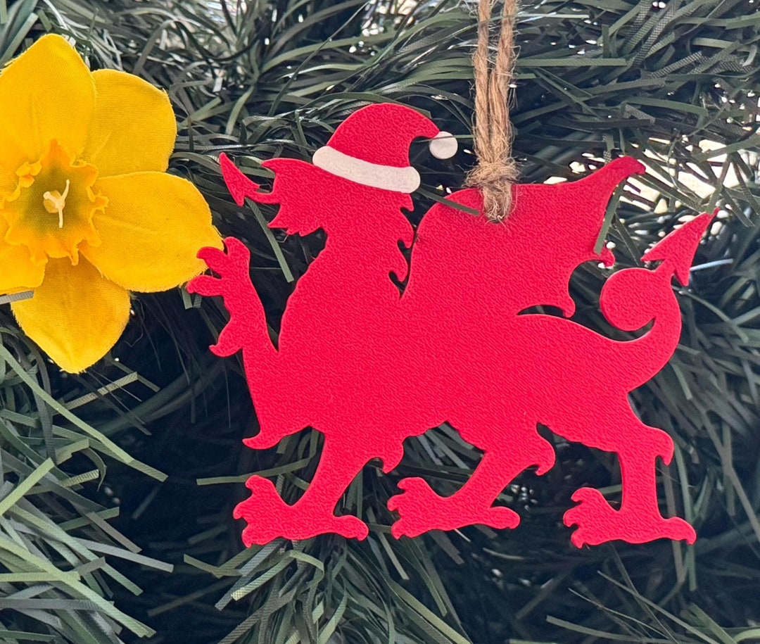 Welsh Santa Dragon Christmas Ornament, Nadolig Llawen, 3D Print ...