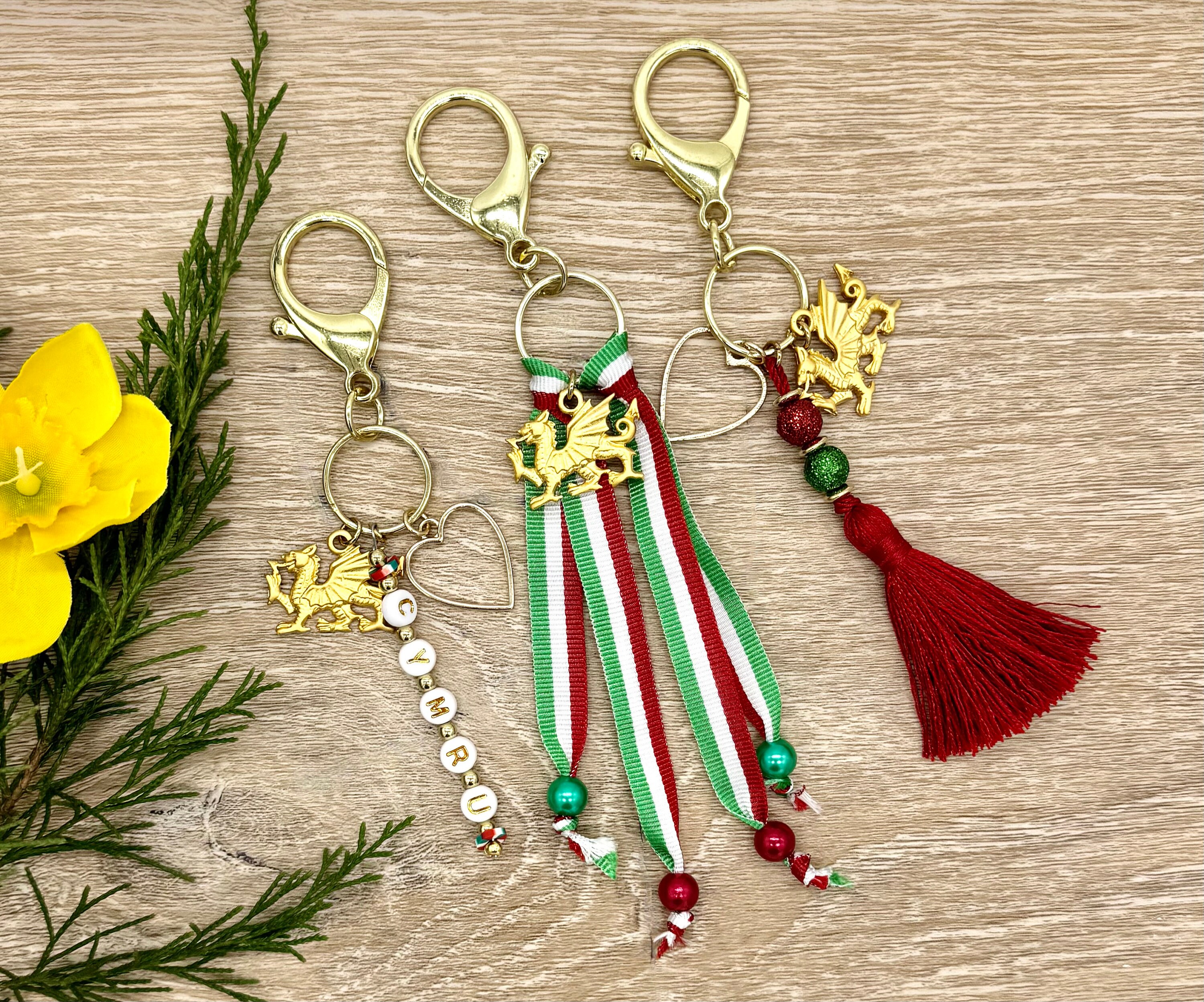 Welsh Beaded Keychains, Wales Keyring, Cymru Gift - Etsy