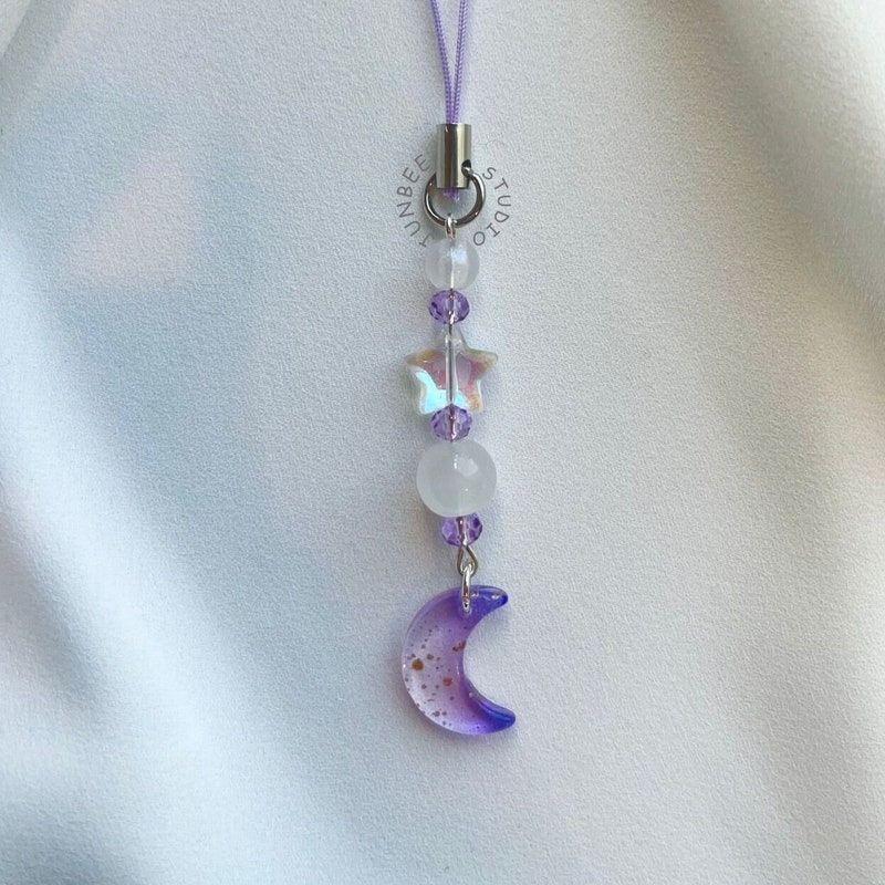 Purple Phone Charm Moon - Etsy