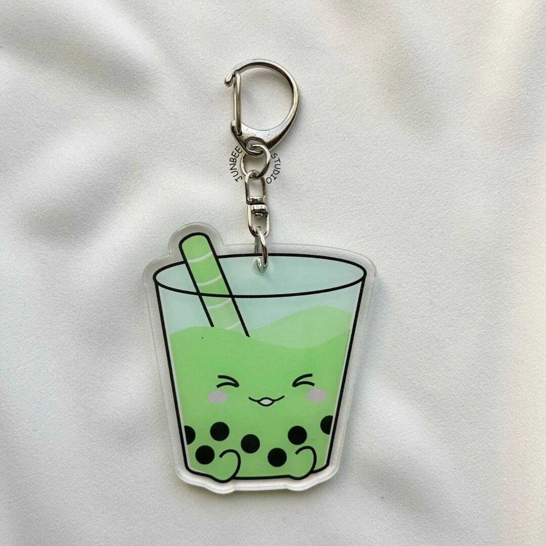 Matcha Boba Tea Key Chain - Etsy