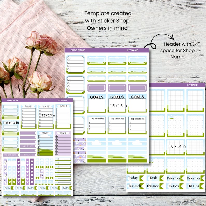 Editable Planner Sticker Template: DIY Journaling Stickers, Canva ...