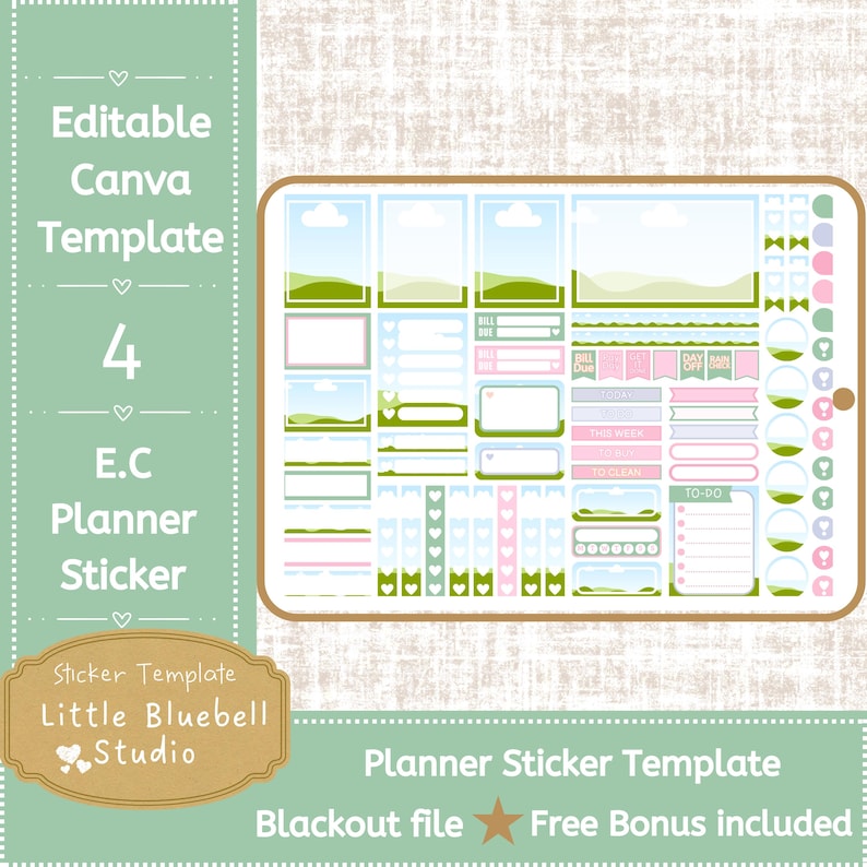 Editable Canva Planner Sticker Template: Canvay DIY Journal Stickers ...