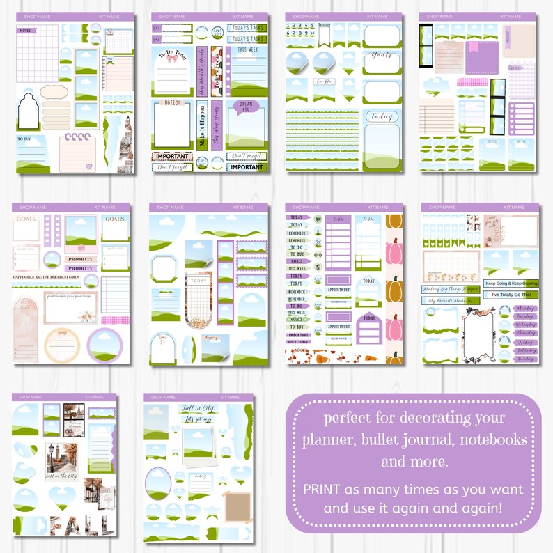 Editable Journal Sticker Template: Canva Custom Sticker Sheets (digital ...