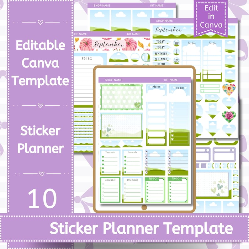 Editable Canva Sticker Template: 7x9 Erin Condren Sticker Planner ...