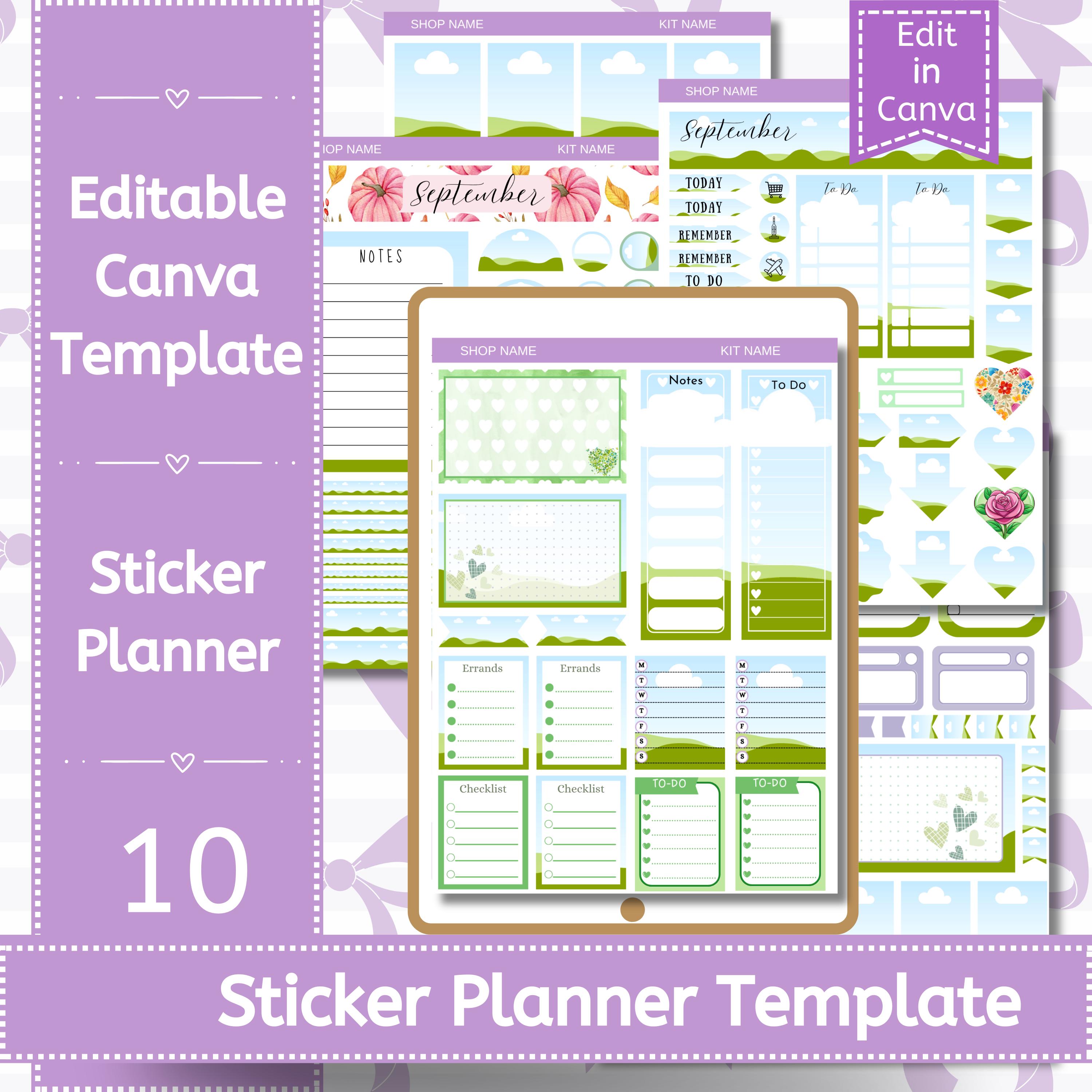 Editable Canva Sticker Template: 7x9 Erin Condren Sticker Planner ...