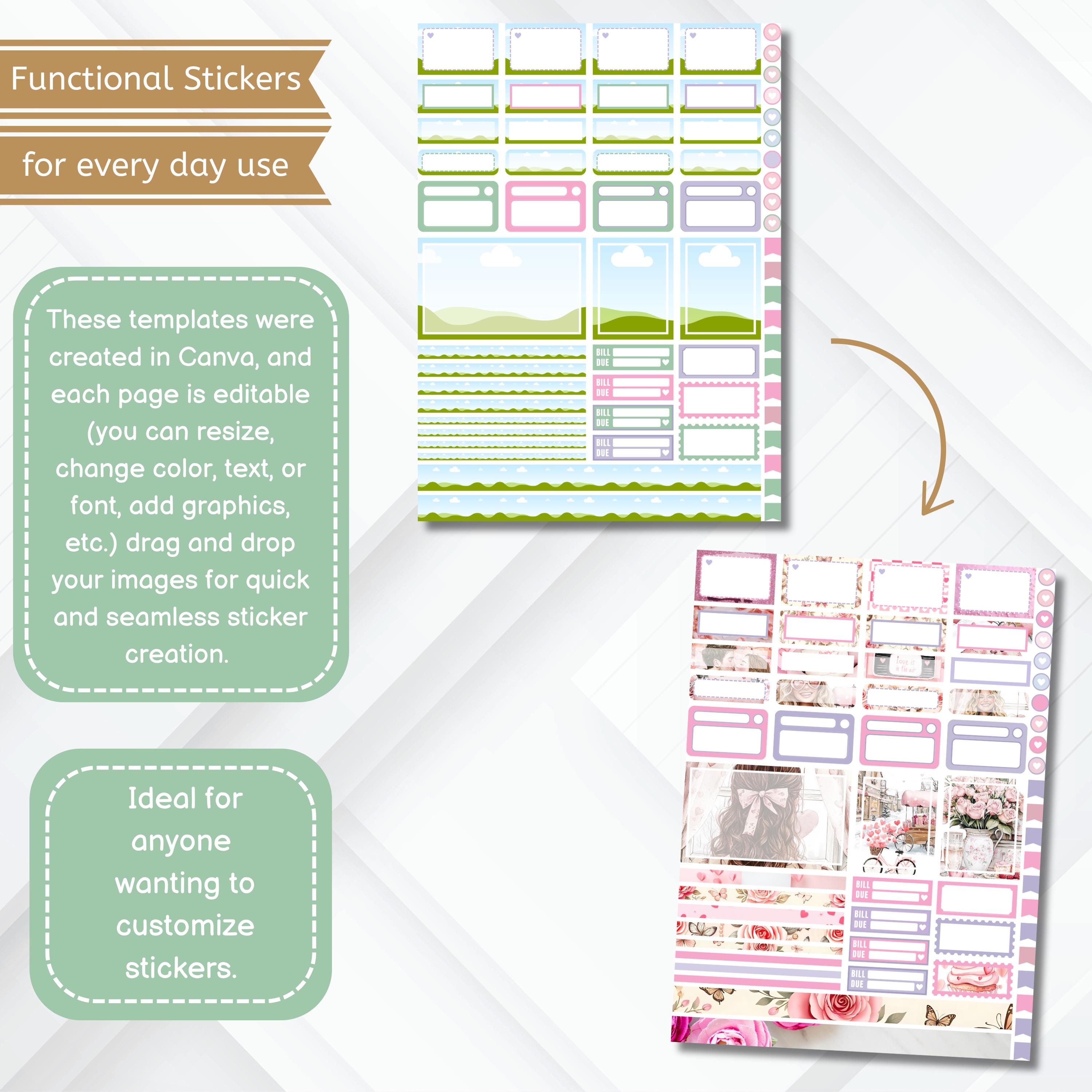 Canva Sticker Template, Editable Planner Sticker Template, Erin Condren ...