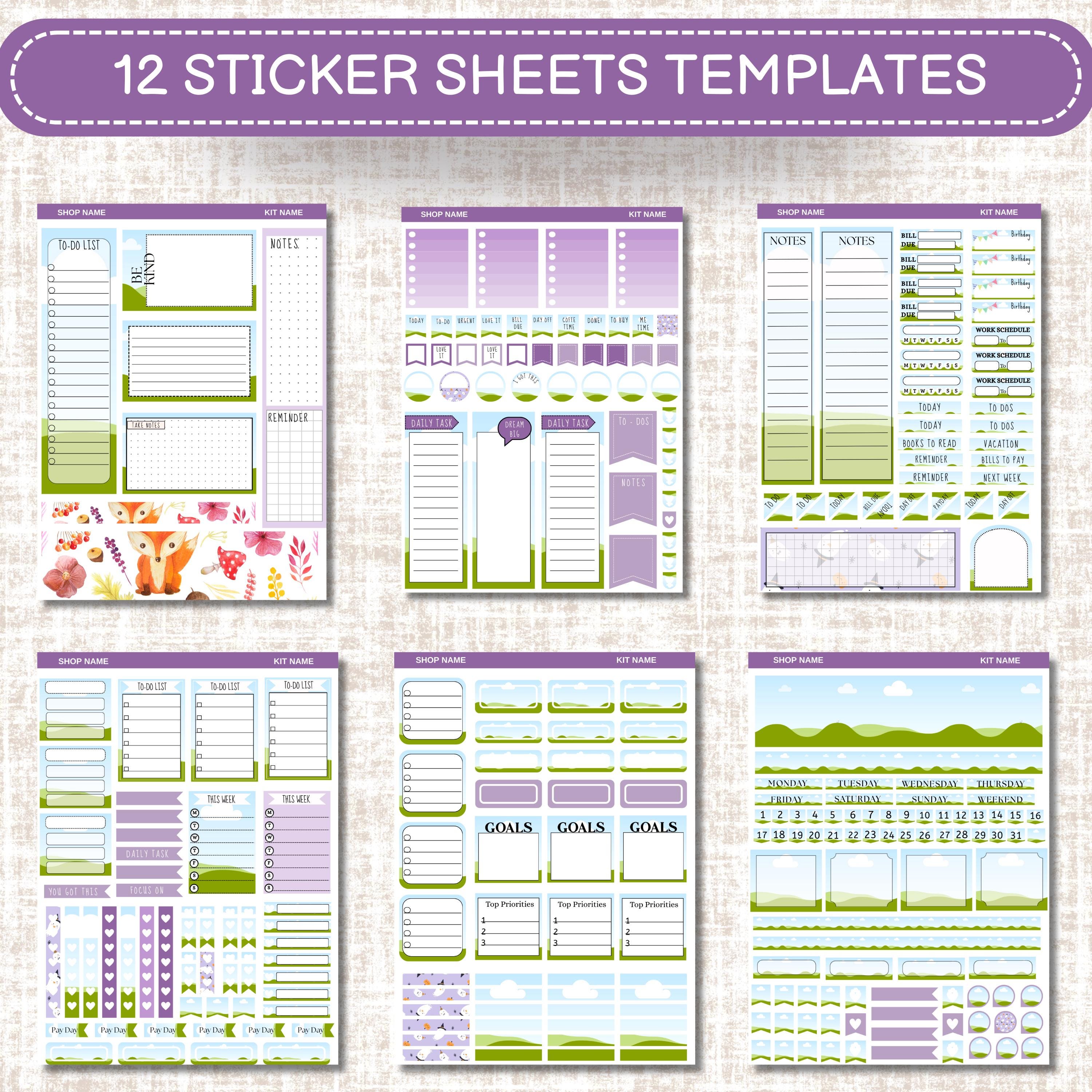 Editable Planner Sticker Template: DIY Journaling Stickers, Canva ...