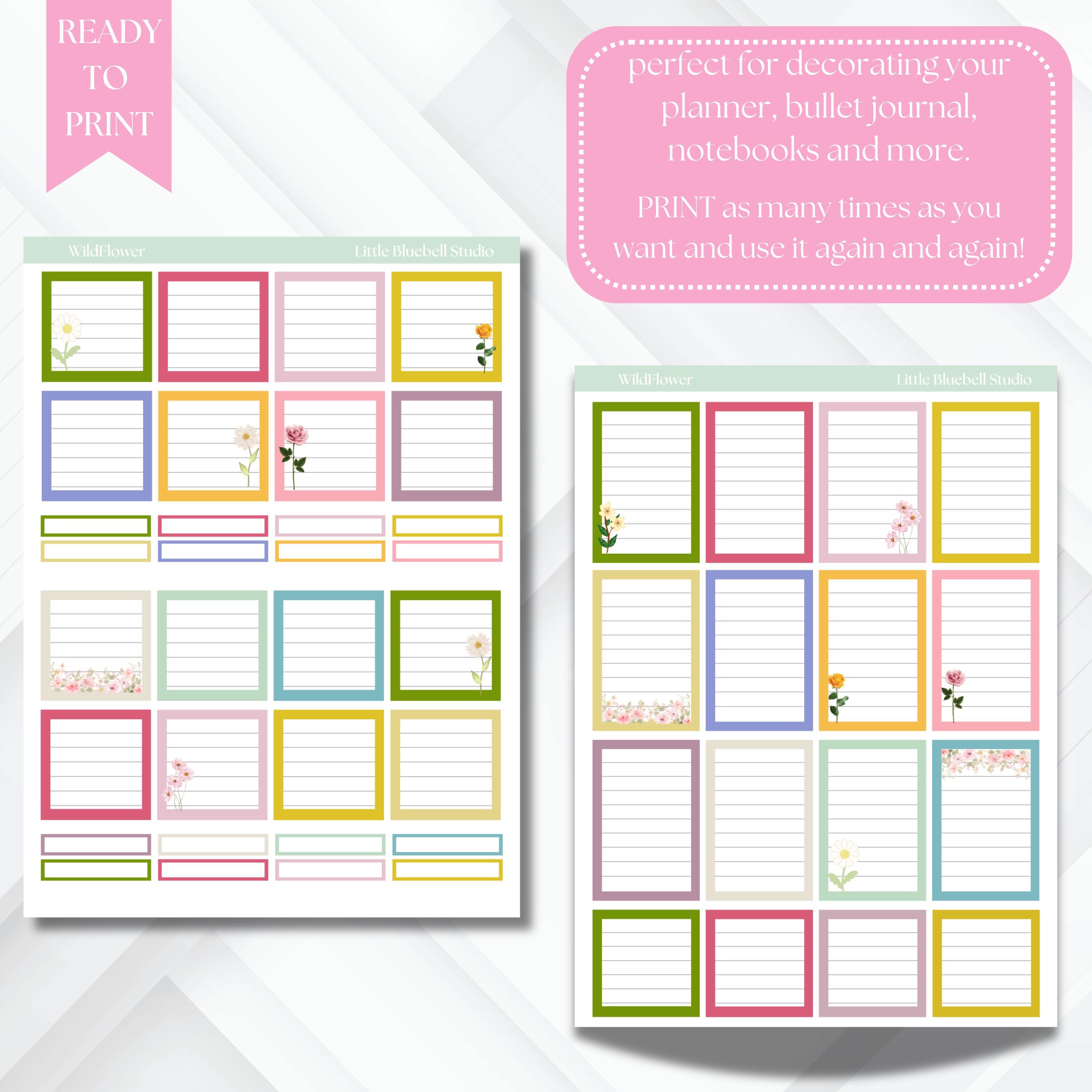 Floral Planner Box. PRINTABLE Boxes for Planner. Happy Planner Box ...