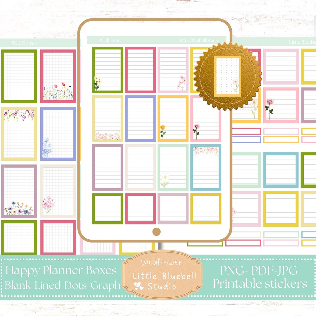 Floral Planner Box. PRINTABLE Boxes for Planner. Happy Planner Box ...