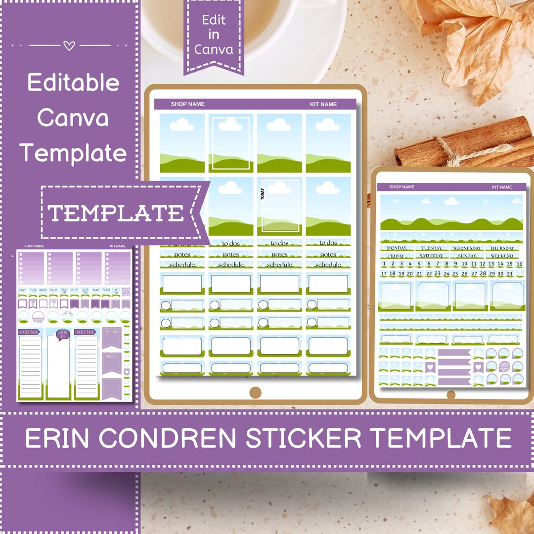 Editable Planner Sticker Template: DIY Journaling Stickers, Canva ...