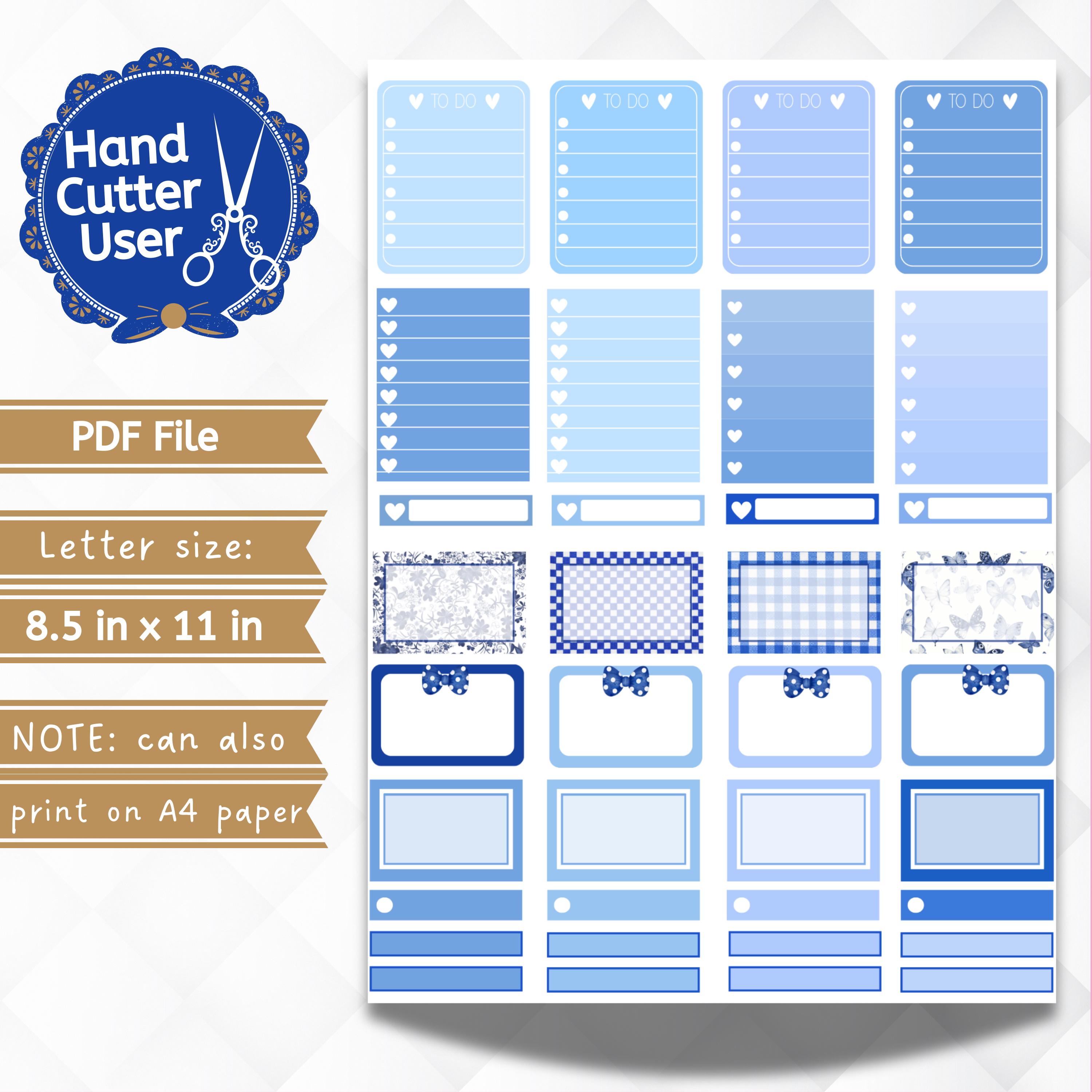 Blue FLORAL BOXES Printable Planner Stickers. Aesthetic Journaling ...