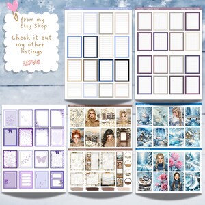 Blue FLORAL BOXES Printable Planner Stickers. Aesthetic Journaling ...