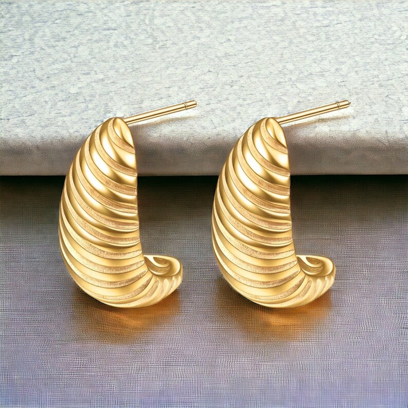 Croissant Chunky Stud Gold Plate Earrings: Elevate Your Style With ...