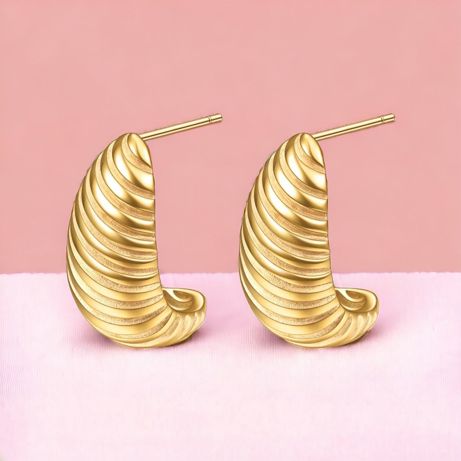 Croissant Chunky Stud Gold Plate Earrings: Elevate Your Style With ...