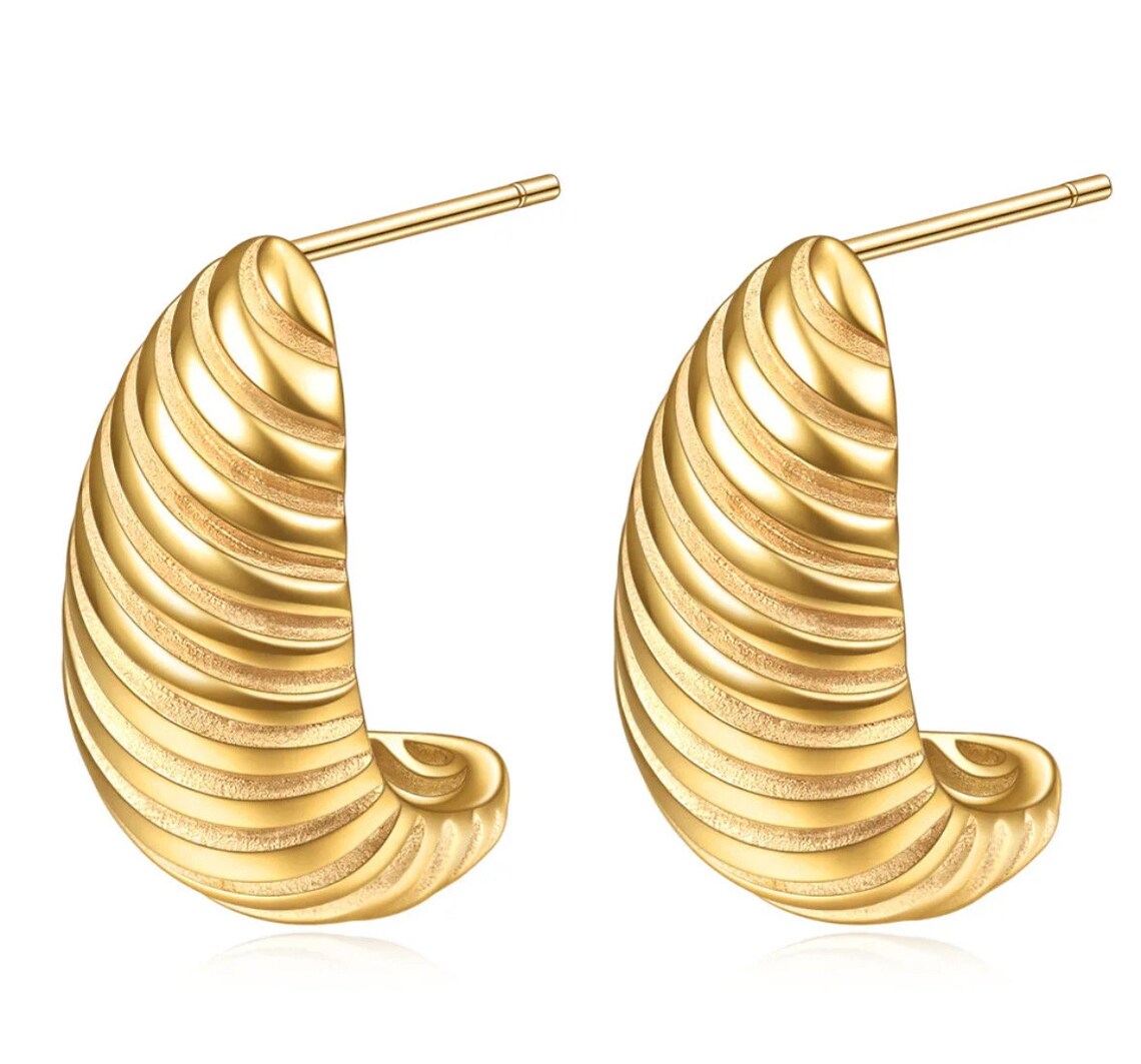 Croissant Chunky Stud Gold Plate Earrings: Elevate Your Style With ...